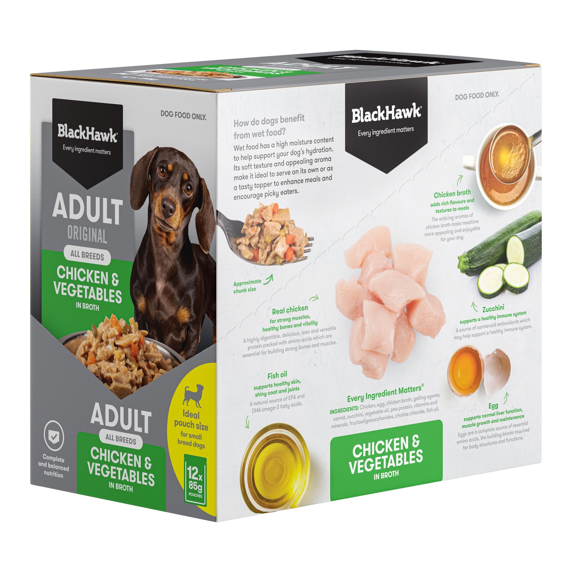 Black Hawk - Wet Food Pouches - Adult Dog - Chicken & Vegetables ...