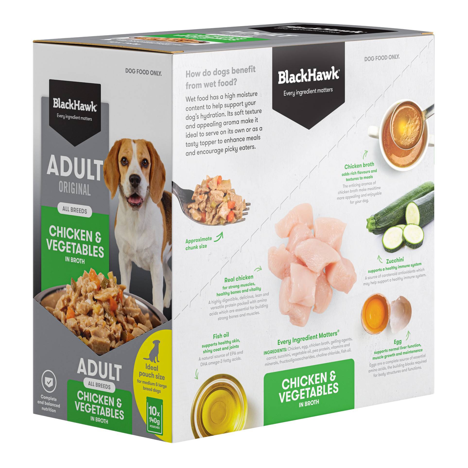 Black Hawk - Wet Food Pouches - Adult Dog - Chicken & Vegetables ...